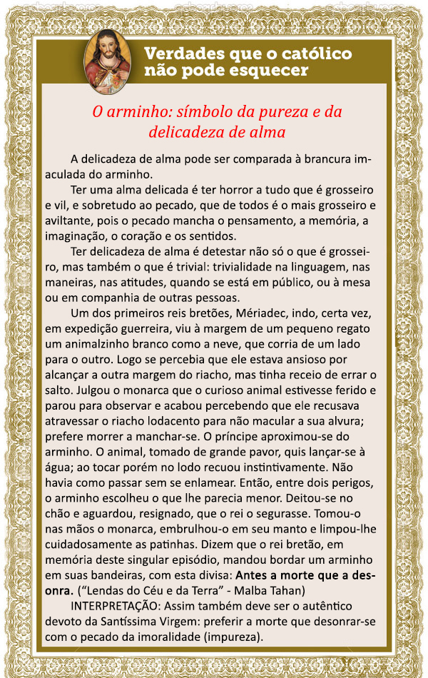 Verdades que o Católico não pode esquecer - O arminho: símbolo da ...